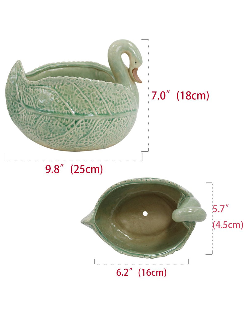 Decorative Swan Ceramic Succulent Planter | Plant Pot Bonsai | Dahlia