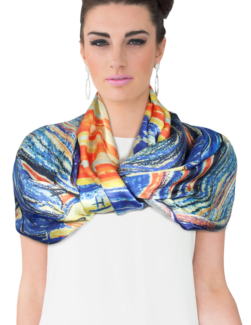 Dahlia 100% Long Silk Scarf Edvard Munch The Scream